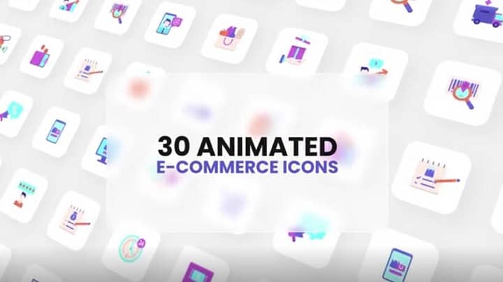 AE模板-Animated Commerce Icons 30个ICONS企业商务主题图标动画元素-韬客AE