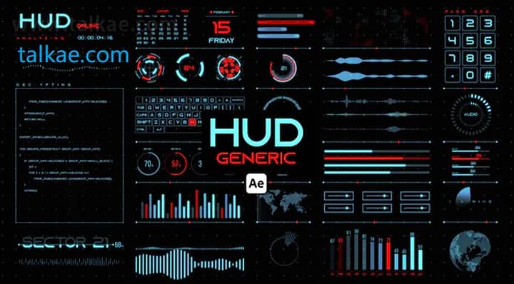 AE模板-HUD Generic 全息科技信息数据图表HUD屏幕界面元素-韬客AE