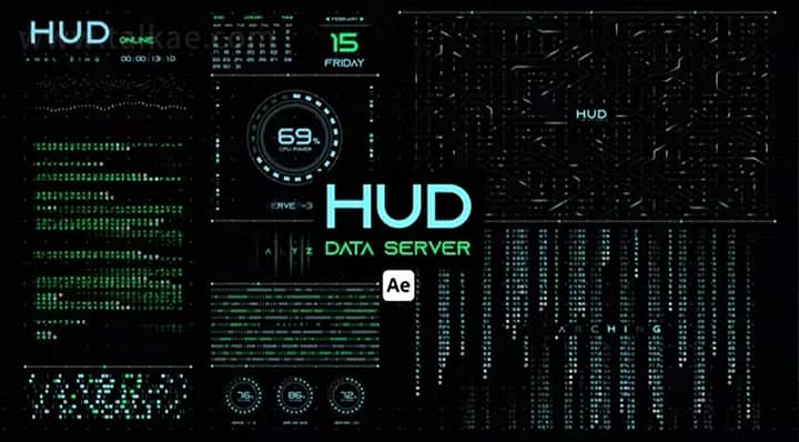 AE模板-HUD Data Server 科技数据信息图表HUD服务器代码屏幕界面-韬客AE